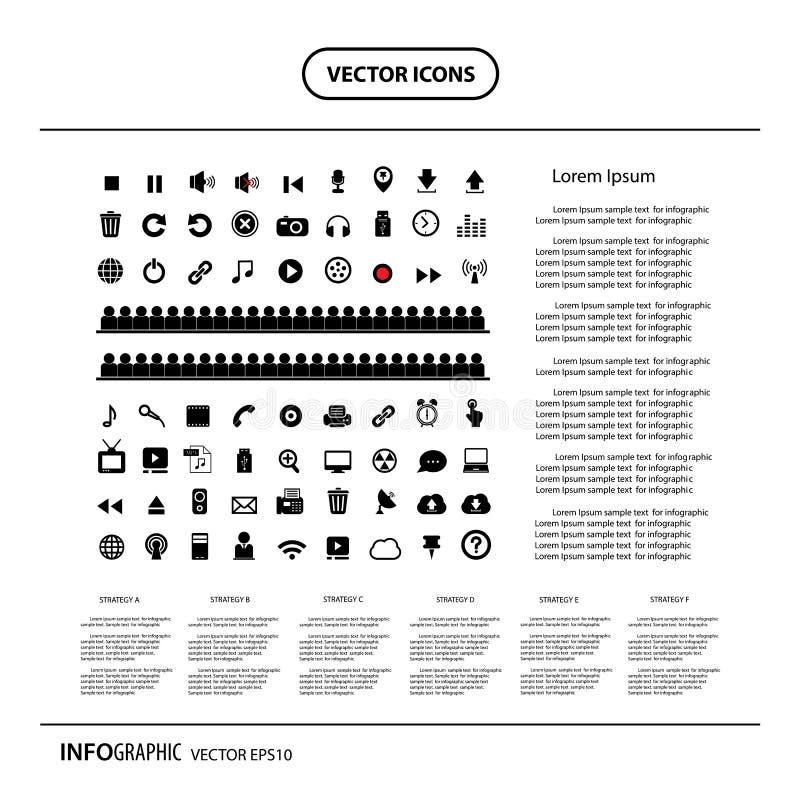 Music Button Icon Set for Media Info Graphic Icon Stock Vector ...