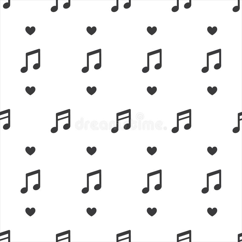 Vector Music Note Seamless Pattern Illustration Isolated on White ...