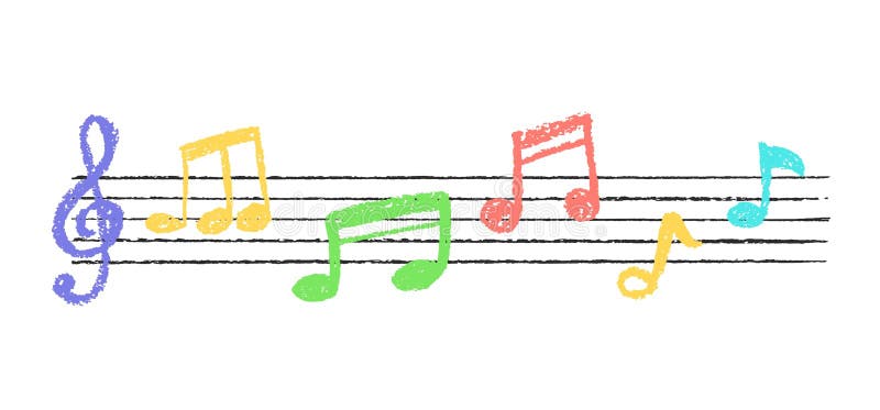 Vector of Music Notes in Charcoal Scribble Texture. Handwritten Pop ...