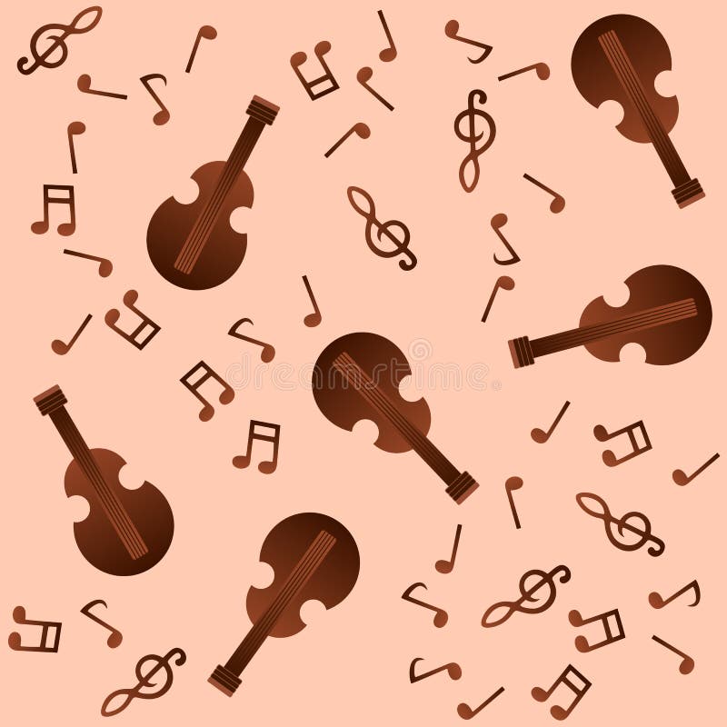 Vector Music Pattern in Shades of Brown Stock Vector - Illustration of ...