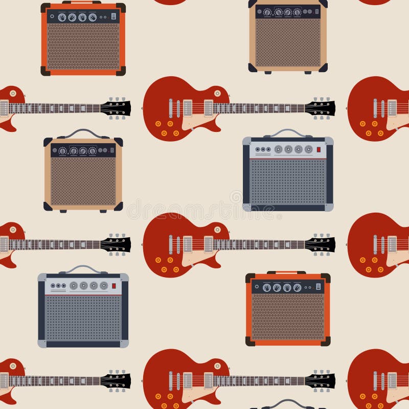 Vector Music Seamless Pattern. Pattern with Electric Guitars and ...
