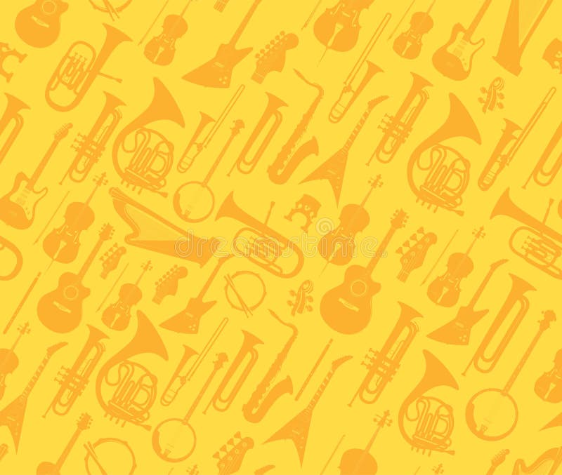 Vector Musical Instruments on Golden Seamless Pattern Stock Vector ...