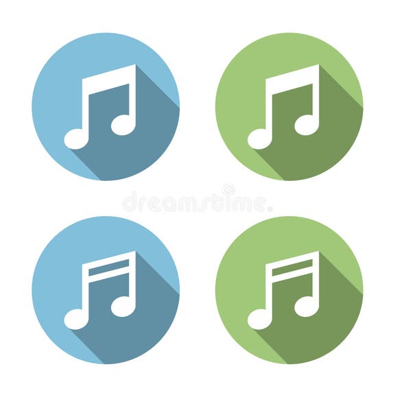 Vector Musical Notes with Shadow Icon Set Stock Vector - Illustration ...