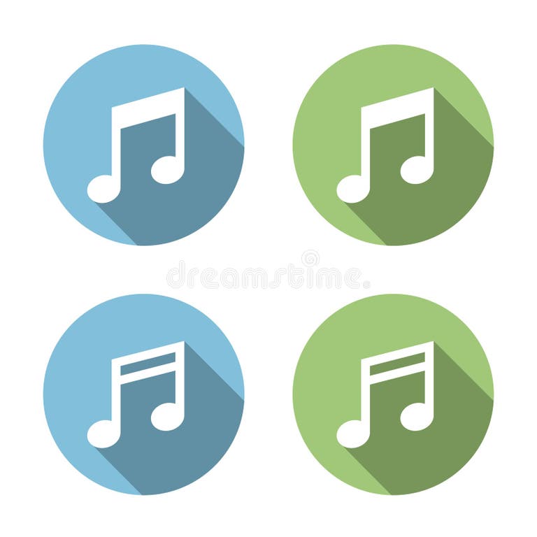 Vector Musical Notes with Shadow Icon Set Stock Vector - Illustration ...