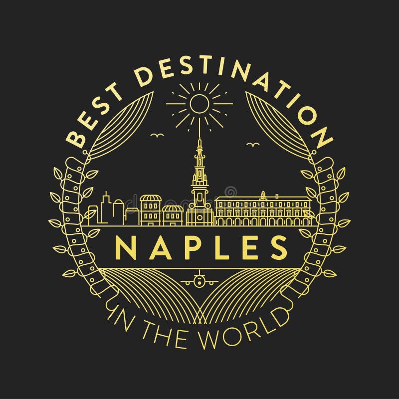 Vector Naples City Badge, Linear Style Stock Illustration ...