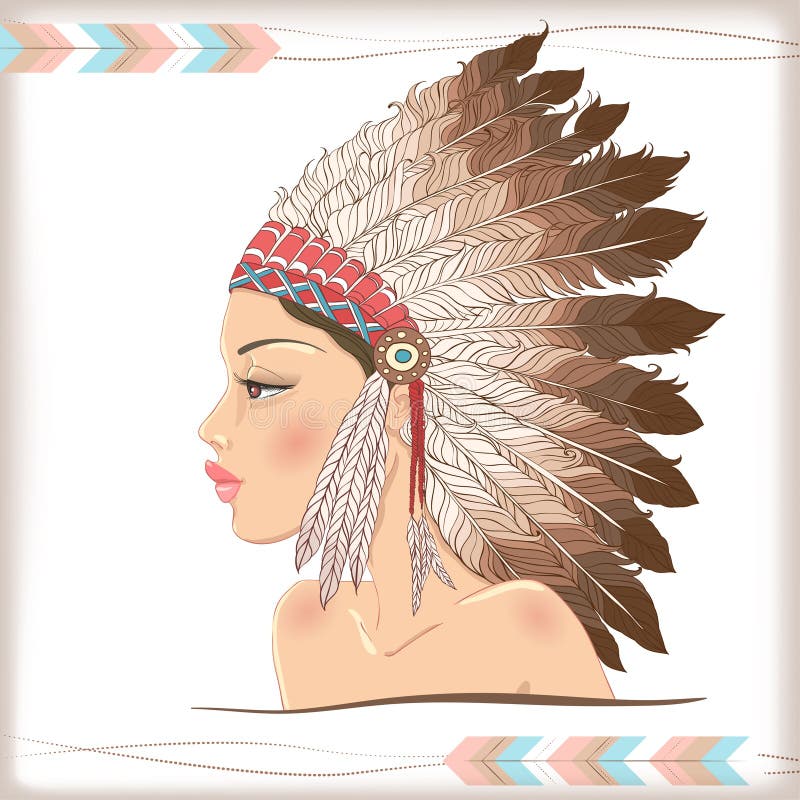 Native American Indian Chief Headdress with Quote Wild Child.Vector ...