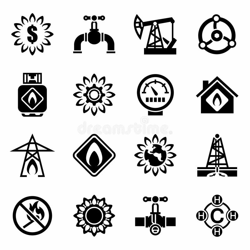 Vector Natural Gas Icon Set Stock Vector - Illustration of blue, energy ...