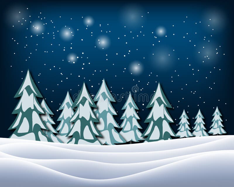 Vector Nature Series. Vector Winter Landscape with Pine Trees and ...