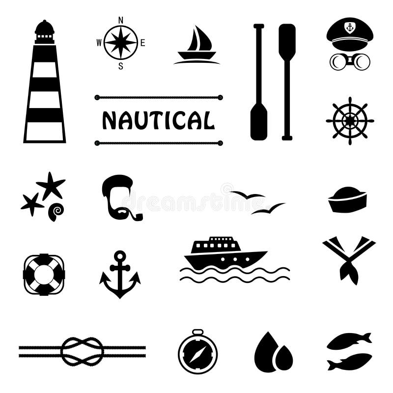 Nautical icons stock vector. Illustration of star, dolphin - 20643677