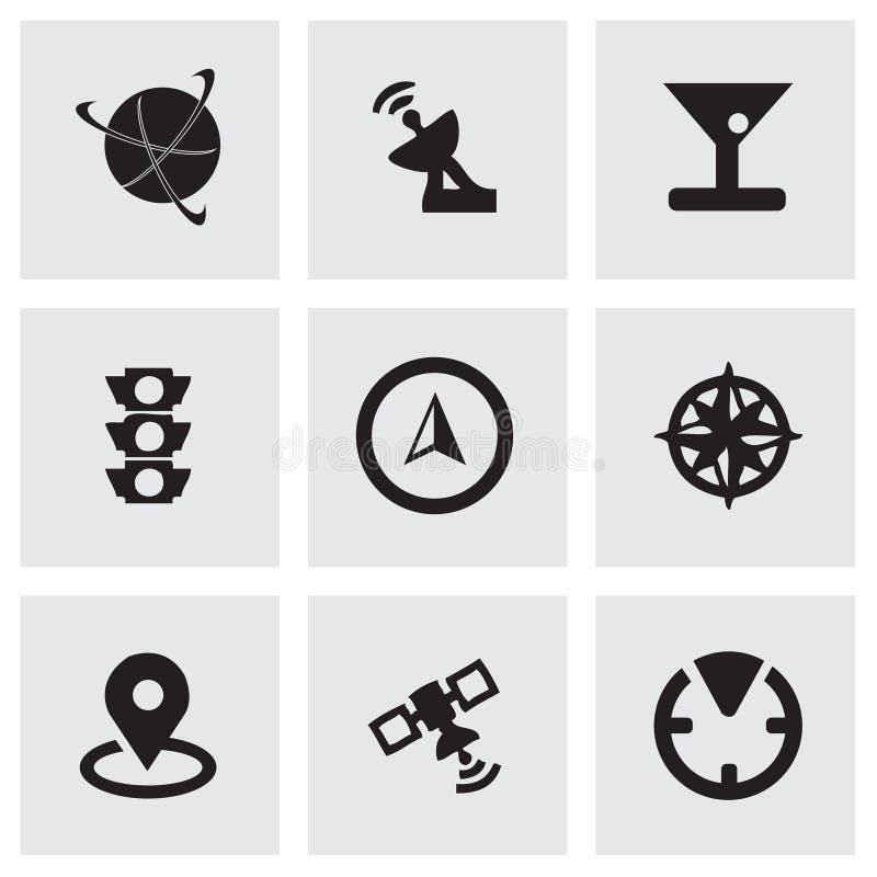 Vector Navigation Icons Set Stock Vector - Illustration of distance ...