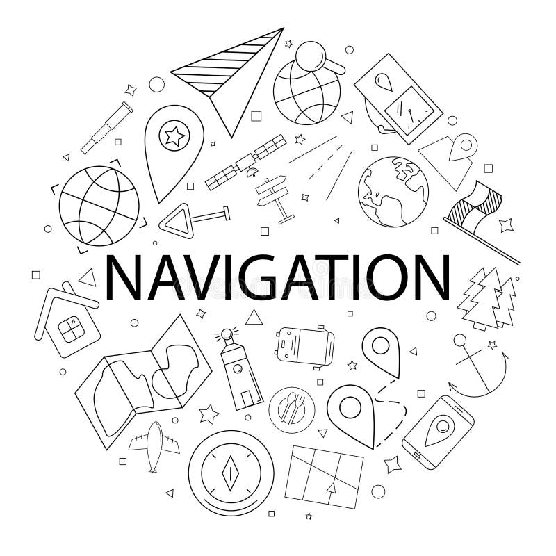 Vector Navigation Pattern with Word. Navigation Background Stock Vector ...