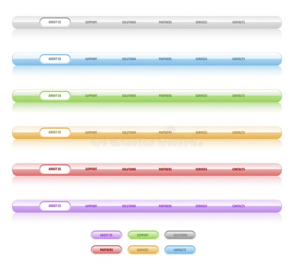 Navigation Tabs Menu Bar Header Top Website Web Site Template Vector ...