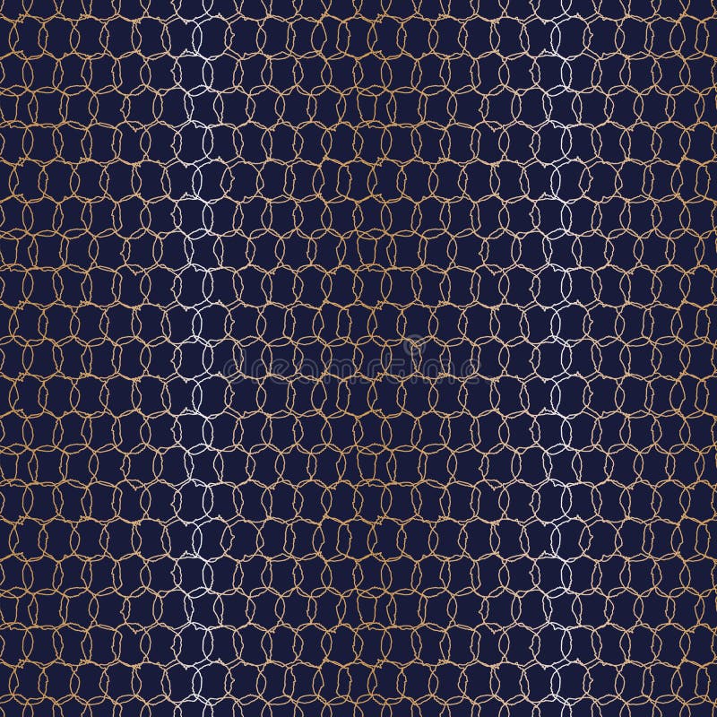 Vector Dark Blue Gold Chains Mesh Seamless Pattern Stock Vector ...