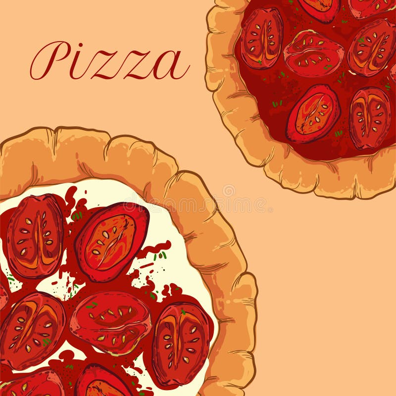 Vector Neapolitan Pizza with White Cheese, Tomato Stock Vector ...