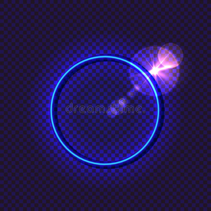 Vector Neon Blue Circle Isolated on Dark Transparent Background ...