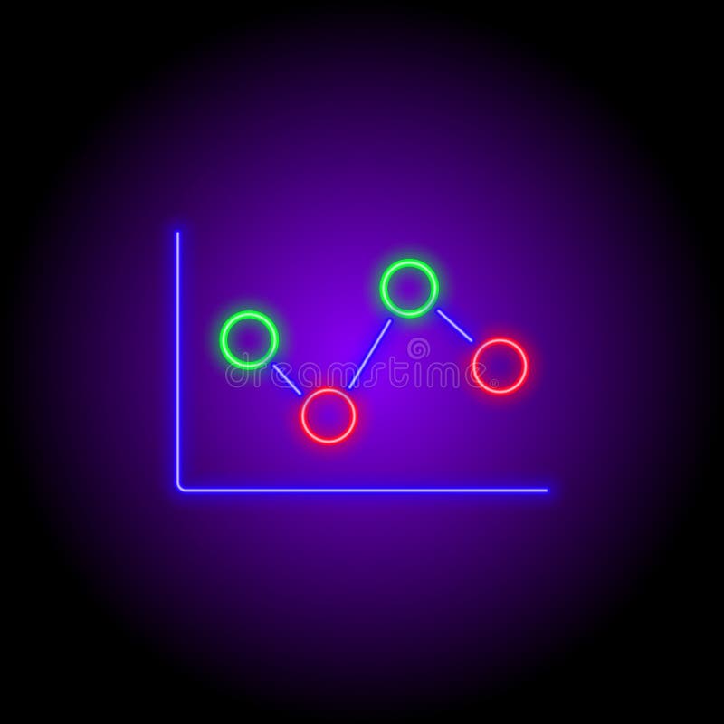 Vector Neon Flat Design Icon of Chart and Graph Line Symbol ...