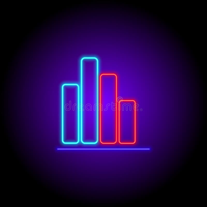 Vector Neon Flat Design Icon of Chart and Graph Line Symbol ...