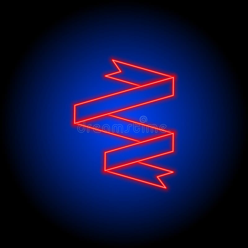 Vector Neon Flat Design Icon of Color Ribbon Banner Symbol Stock ...