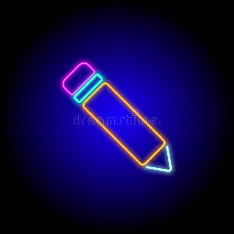 Vector Neon Flat Design Icon of Education Office Tool Wood Pencil ...