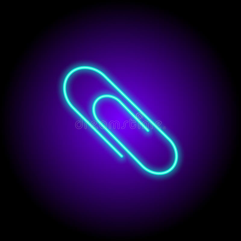 Vector Neon Flat Design Icon of Metall Paper Clip Symbol Stock ...
