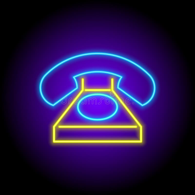 Vector Neon Flat Design Icon of Retro Communication Phone Symbol Stock ...
