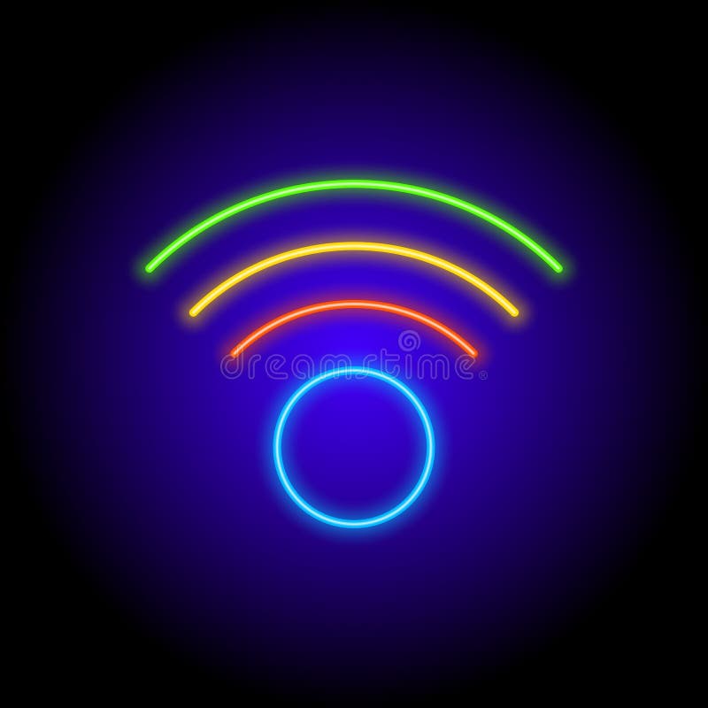 Vector Neon Flat Icon of Colorful Wi Fi Symbol Stock Illustration ...