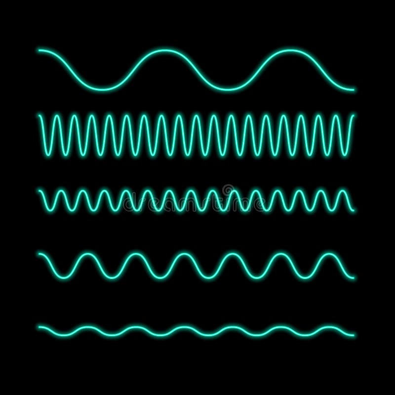 Vector Neon Flat Icon of Wave Line Amplitude Stock Illustration ...