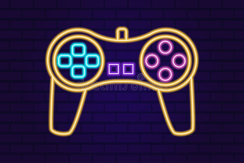 Vector Neon Glow Game Controller Gamepad Icon. Colored Outline Joystick ...