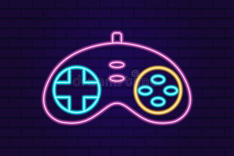 Vector Neon Glow Game Controller Gamepad Icon. Colored Outline Joystick ...