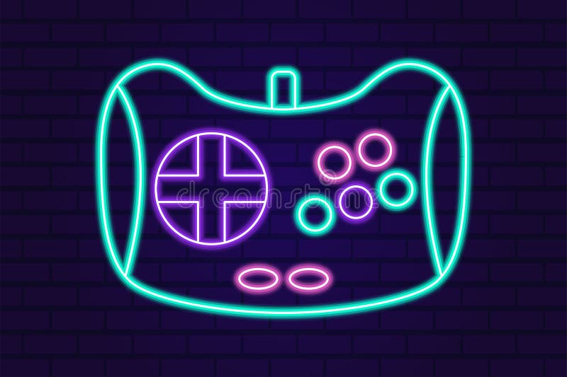 Vector Neon Glow Game Controller Gamepad Icon. Colored Outline Joystick ...