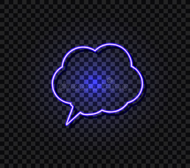 Vector Neon Glowing Talk Cloud Isolated on Dark Background, Isolated ...