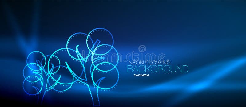 Vector Neon Glowing Tree Background Stock Vector - Illustration of blue ...