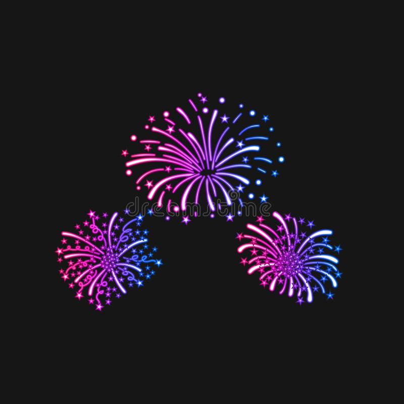 Vector Neon Gradient Firework Explosion Illustration on Dark Background ...