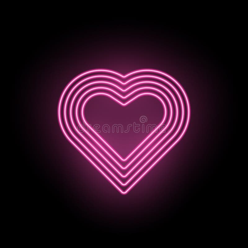 Vector Neon Heart, Neon Silhouette of Pink Heart Stock Vector ...