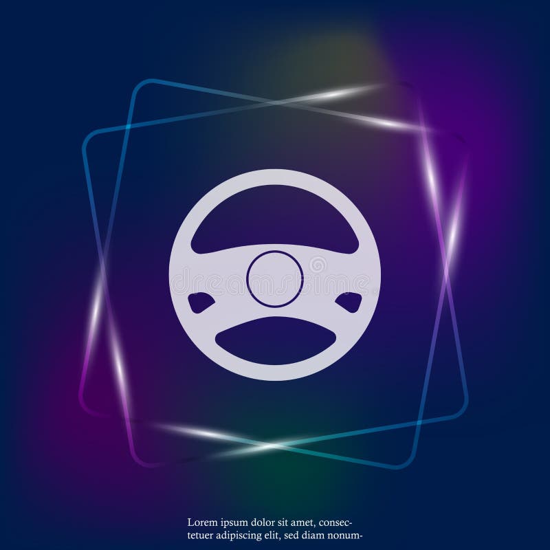 Vector Neon Light Icon of Car Steering Wheel. Layers Grouped for Stock ...