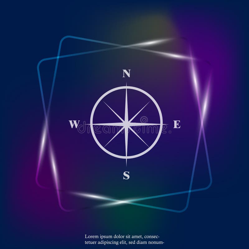 Vector Neon Light Icon of the Compass. Illustration of a Compass Stock ...