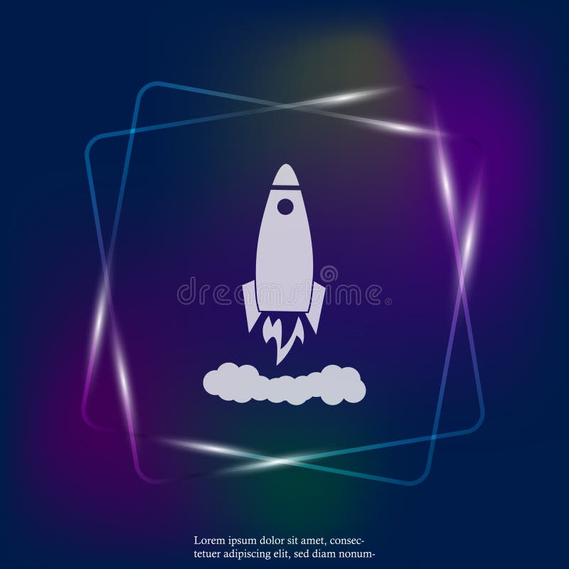 Vector Neon Light Icon Flying Rocket. Rocket Icon Stock Vector ...