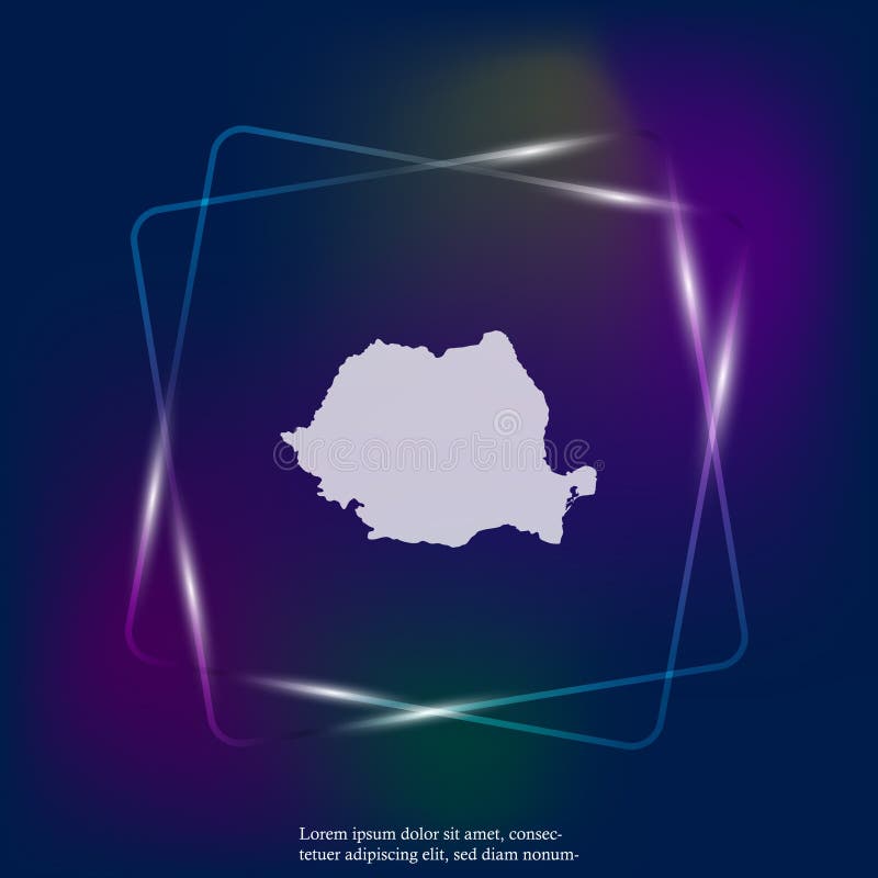 Vector Neon Light Icon Map of Romania. Layers Grouped for Easy E Stock ...