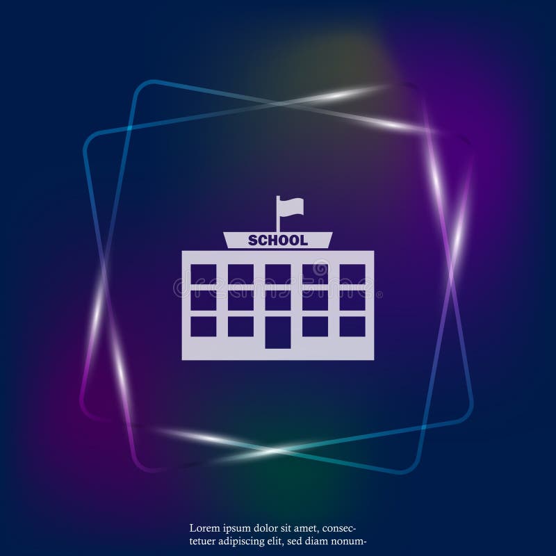 Vector Neon Light Icon School Building. Layers Grouped for Easy Stock ...