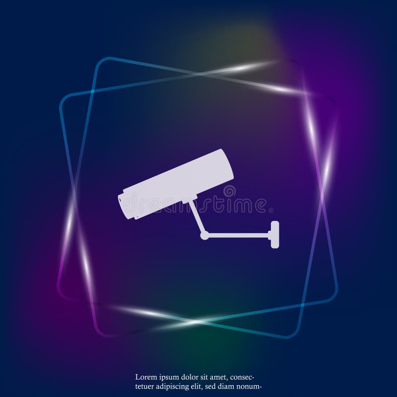 Vector Neon Light Icon Security Camera. Layers Grouped For Easy Stock ...