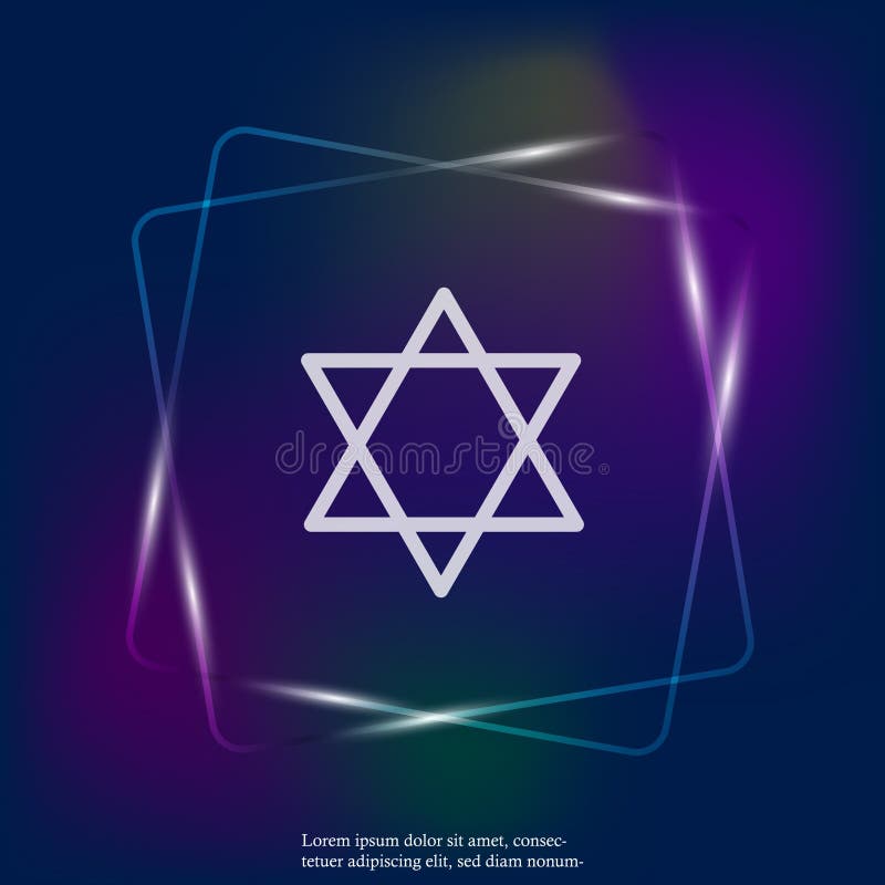 Vector Neon Light Icon Star from Two Triangles. Illustration of Stock ...