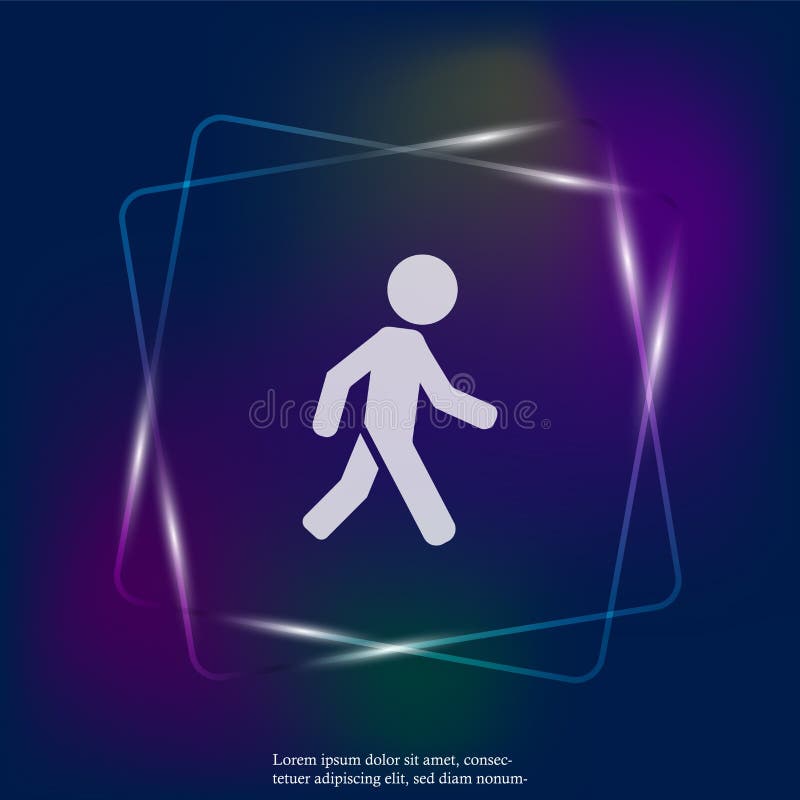 Vector Neon Light Icon of a Walking Pedestrian. Illustration of Stock ...