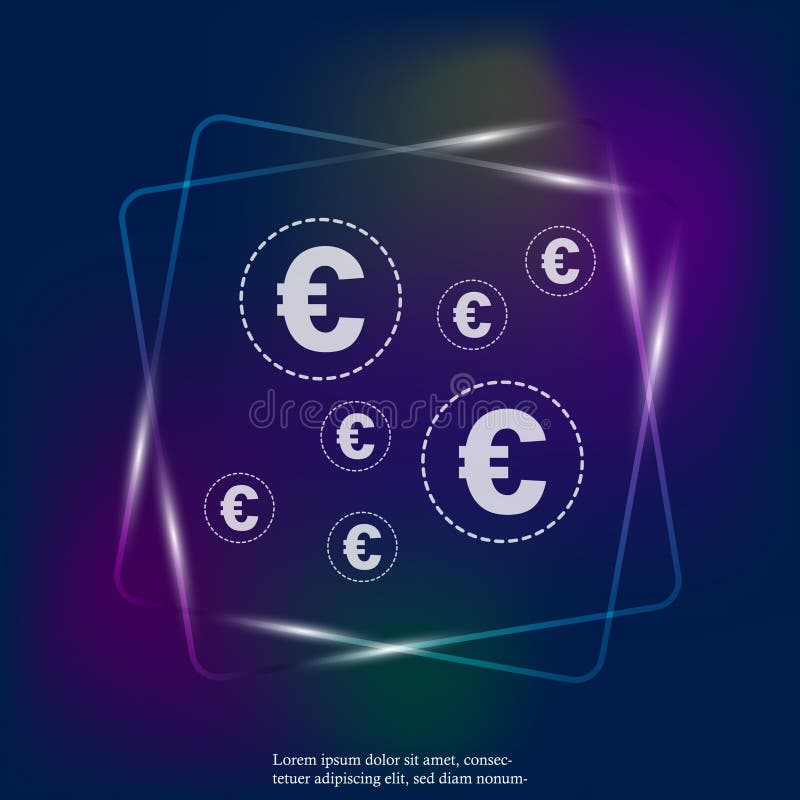 Vector Neon Light Image of the Euro Sign. Flat Image Euro Icon Stock ...