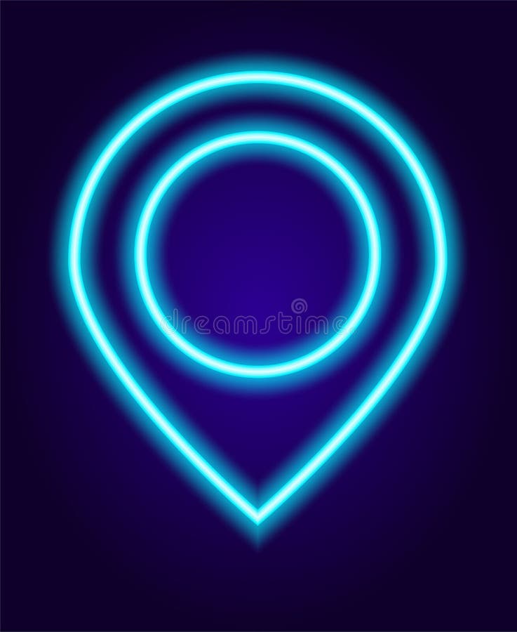 Vector Neon Location Pointers in Blue Colors with a Circle Inside ...