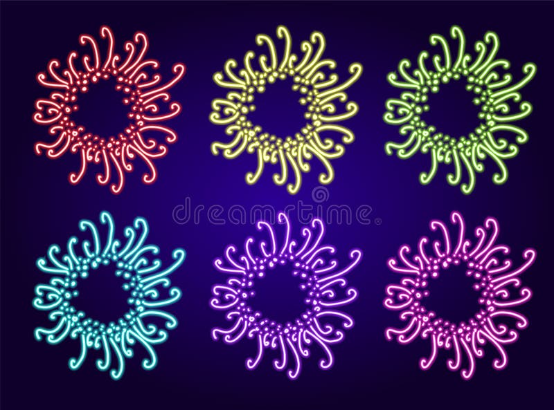 Vector Neon Multicolored Fireworks Signs. Abstract NEON Splashes of a ...