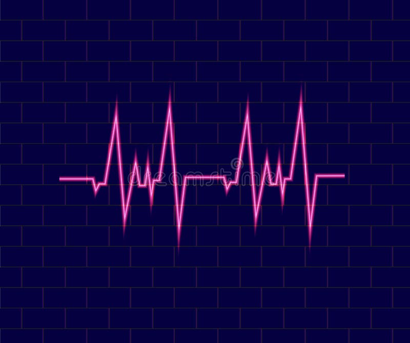 Vector Neon Pulse, HeartBeat Scheme Glowing On Dark Background. Stock ...