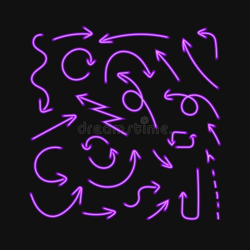 Vector Neon Set of Arrows, Decorative Element Set, Arrows Isolated on ...