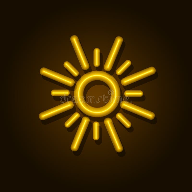 Vector Neon Sun, Bright Yellow Icon. Stock Vector - Illustration of ...