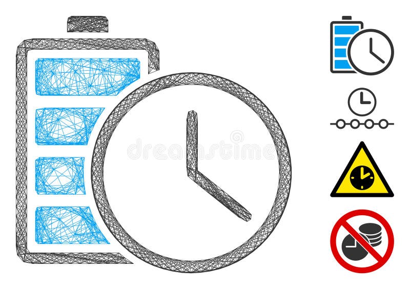 Battery Time Icon, Black Vector Sign with Editable Strokes, Concept ...