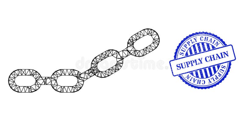 Textured Supply Chain Seal and Hatched Chain Web Mesh Stock Vector ...